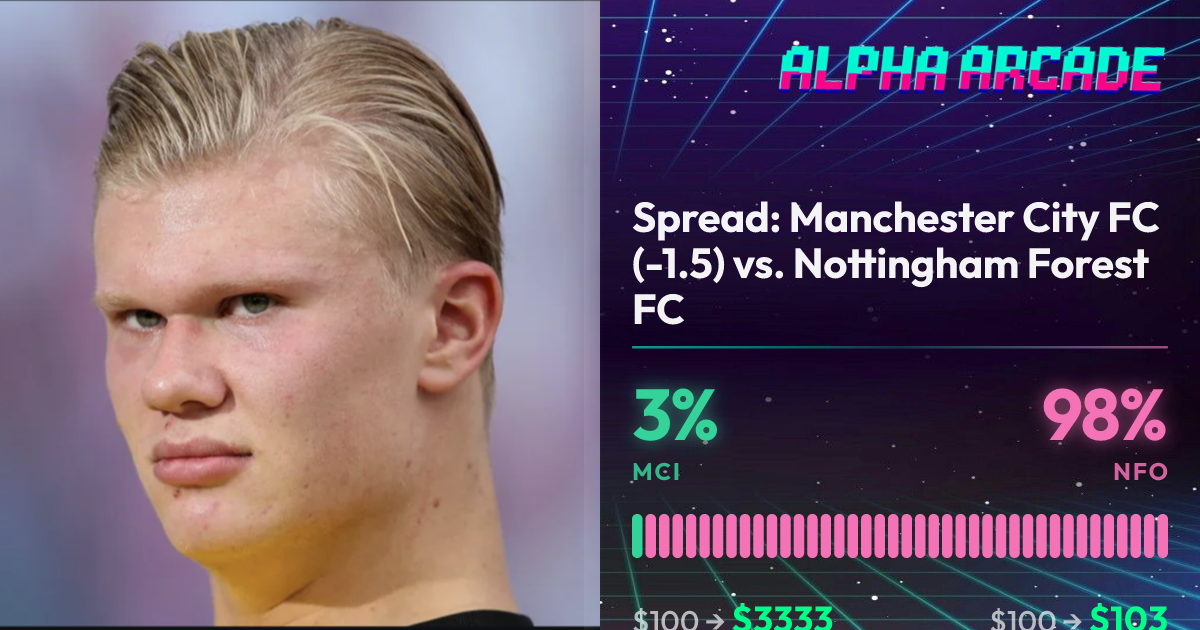 Spread: Manchester City FC (-1.5) vs. Nottingham Forest FC | Alpha Arcade